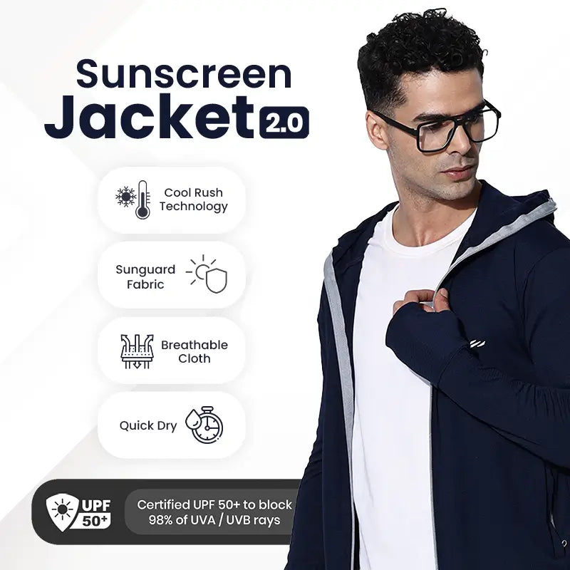 Sunscreen Jacket 2.0 - Advanced Protection from Sun & Pollution – Blue Tyga